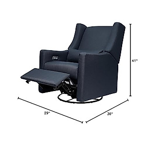 Babyletto Kiwi Electronic Power Recliner and Swivel Glider with USB Port in Performance Navy Eco-Twill, Water Repellent & Stain Resistant, Greenguard Gold and CertiPUR-US Certified
