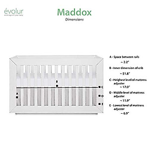 Dream On Me Evolur Maddox Modern Crib, Weathered White