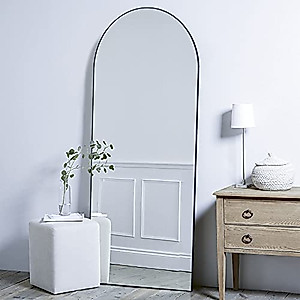 CASSILANDO Full Length Mirror 65"×22" Floor Mirror, Standing Mirror Smooth Arched Top Mirror, Large Arched Mirror, Bedroom Living Room Wall Mirror
