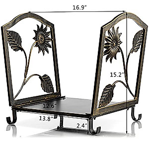 DOEWORKS 17 Inch Small Firewood Racks Heavy Duty Steel Wood Storage Bronze Log Rack Holder