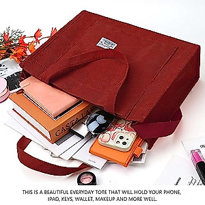 Corduroy Tote Bag for Women - Satchel Bag Large Tote Bag Aesthetic Crossbody Bag Handbag - School Work Travel Shopping Beach(Merlot red)