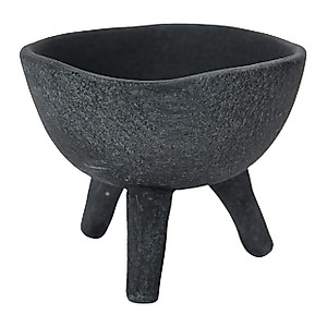 Creative Co-Op Boho Terracotta Footed Planter, Matte Black