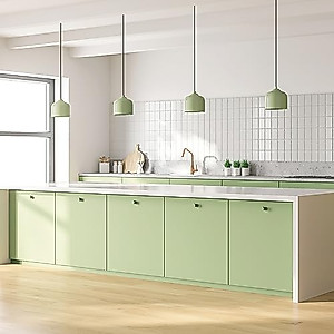 Fixwal 17.3" x 335" Contact Paper for Cabinets, Light Green Peel and Stick Wallpaper, PVC Removable Wallpaper Green Textured for Desk Drawer Shelf Liner