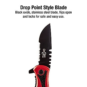 Sunex KNSPARKP Spark Fitter Electrician's Knife with Drop Point Blade and #1 Phillips Driver, Dual Serrated Edges, Lightweight Aluminum Handle & Multi-Purpose Clip