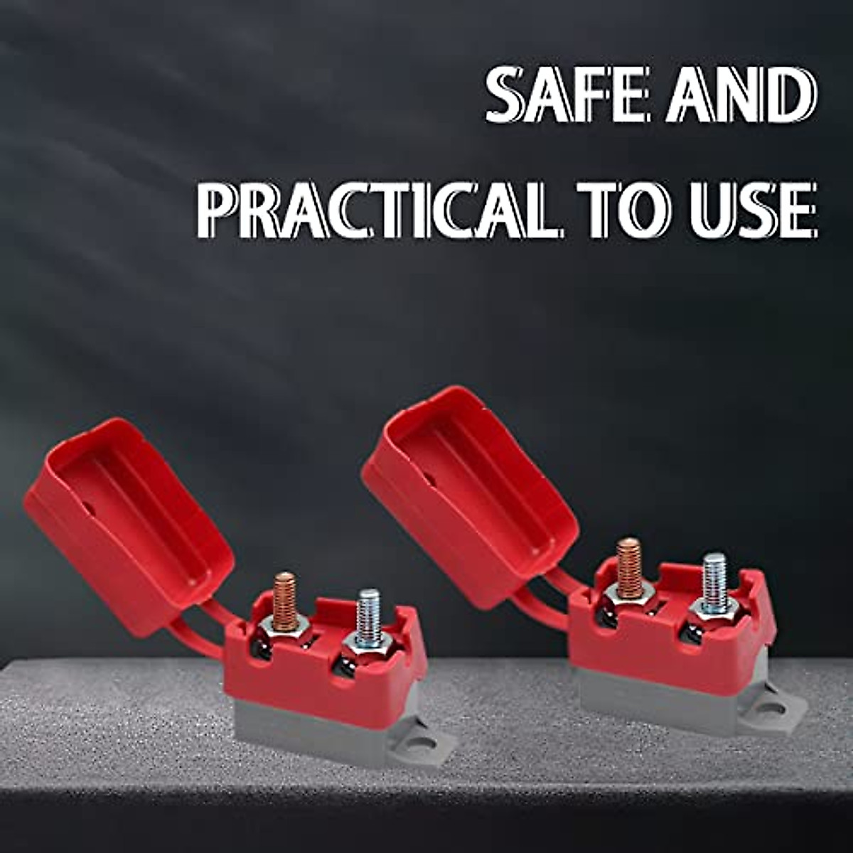 4PCS DC 12V-24V Automatic Reset Circuit Breaker with Cover Stud Bolt, Automotive Replacement Accessories for Battery Chargers, Trucks, Buses, Car Engines, Marine, Electric Cars (50A)