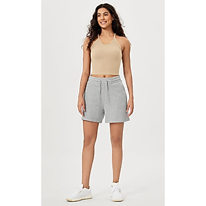 ODODOS Women&#039;s Crop Camisole 3-Pack Washed Seamless Rib-Knit Crop Tank Tops, Long Crop, Beige Coral Teal, Medium/Large