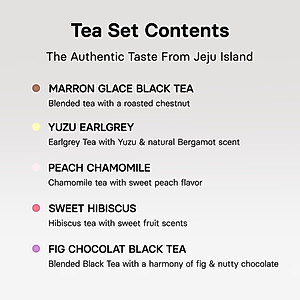 OSULLOC Premium Tea Collection Gift Set, Premium Organic Pure & Blended Tea from Jeju, Tea Bag Series 40 count, 8 flavors x 5 EA