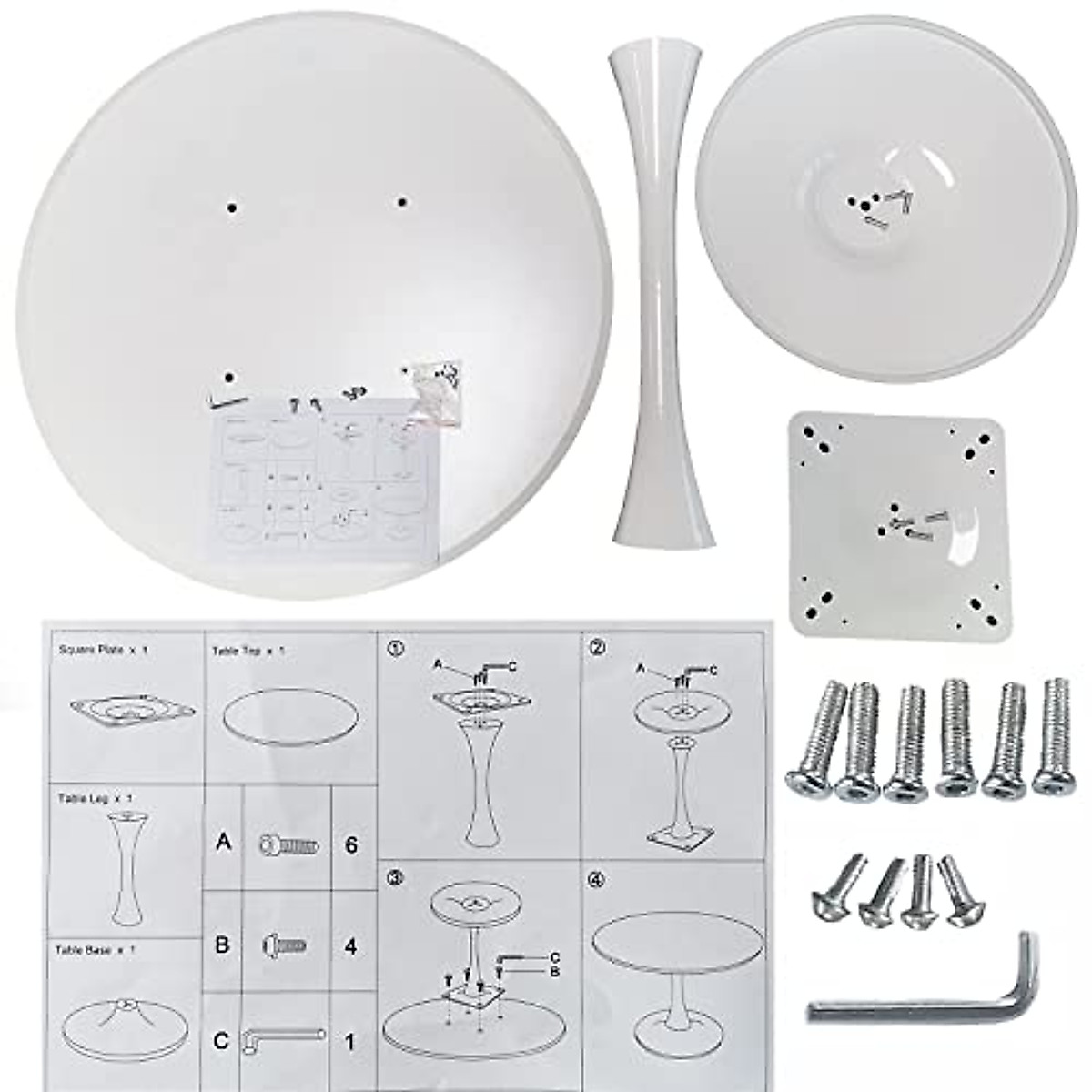 Modern Round Table - 31.5'' Round White Kitchen Table with MDF Table Top, Modern Table Top Tulip Table Round Kitchen Table for Kitchen, Dining Room and Living Room