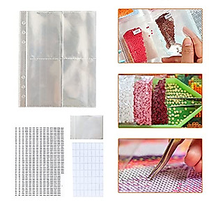 Diamond Painting Storage Containers Beads Storage Book A5 Binder with Pockets, Self Sealing Plastic Bags Number Stickers DIY Diamond Painting Accessories Tools
