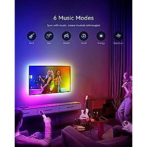 HDMI Sync TV LED Backlights, Immersion TV Strip Lights with HDMI 2.0 Sync Box, Sync with TV and Music, 4K HDR Support, Work with Alexa & Google Assistant, App Control Rope Lights for 55-65'' TV PC