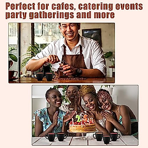 Amyhill 100 Pcs 2 oz Disposable Tea Cups Mini Plastic Tea Cup Bulk with Handle Hard Plastic Coffee Mug Disposable Square Espresso Mug for Tea Party Catering (Black)