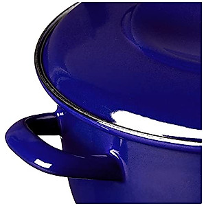 Merten & Storck European Crafted Enameled Iron, Round 7QT Dutch Oven Casserole with Lid, Cobalt Blue