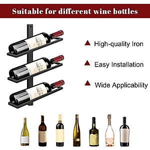YALINKA Wall Mounted Wine Rack Holds 12 Bottles, Adjustable Separable Black Metal Hanging Wine Bottle Holder, Liquor Bottle Display Shelf for Kitchen Pantry Bar Wine Cellar