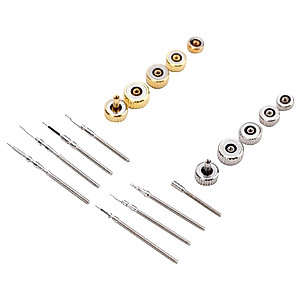 Watch Crown and Stem Set, Stainless Steel Watch Crown Spring Spare Parts Assorted Kit Watch Repair Tool Replacement Accessories with Storage Box, for Watchmaker Watch Repairing