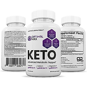 (2 Pack) Optimal Max Keto Pills Includes Apple Cider Vinegar Patented goBHB® Exogenous Ketones Advanced Ketogenic Supplement Ketosis Support for Men Women 120 Capsules