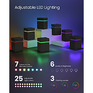 VASAGLE Nightstands with LED Lights, Set of 2, Adjustable Light Colors, Bedside Tables, Side Tables with 3 Drawers, Modern Style, 13.8 x 15.7 x 21.7 Inches, Ebony Black ULET799T58