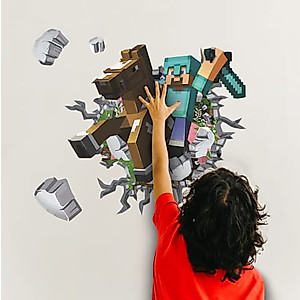 Kids Room Wall Decor Wall Art Room Decal Sticker for Minecraft Wall Decor Boys Bedroom Wall Poster Mural Kids Game Wall Stickers Gift