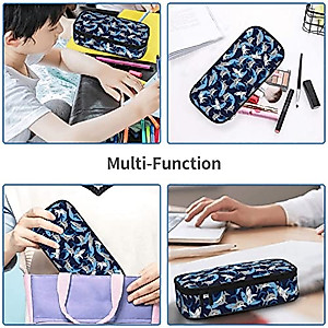 Jwzrene Shark Pencil Case Large Capacity Pen Bag With Zipper Compartment Pencil Pouch Multifunction Stationary Bag For Boy