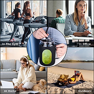 50OZ Glass Tumbler with Bamboo Lids & Straws, Birthday Gifts for Women, Glass Handle Cup with Silicone Sleeve, Valentine Mother's Day Gifts for Women Mom Wife Daughter Sister at Home Office(Black)