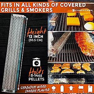 Carpathen Smoke Tube - Pellet Smoker for Gas Grill, Electric, Charcoal Grills or Smokers - Billows 5 Hours of Amazing Cold Smoke Ideal for Smoking Cheese, Fish, Pork, Beef, Nuts - Stainless Steel