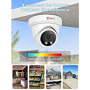 Anpviz 16CH 4K Dome POE IP Security Camera System, 8pcs Wired 8MP Turret Cameras with Human Detection, H.265 16 Channnel NVR with 4TB HDD Pre-Installed, for 24/7 Recording, U Series