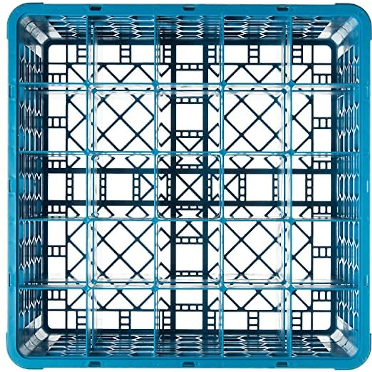 Carlisle FoodService Products OptiClean Plastic 25-Compartment Divided Glass Rack, Blue, (Pack of 2)