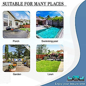 SUNLEI 5pcs Patio Outdoor Furniture Sets Conversation Set,Low Back All-Weather Rattan Sectional Sofa with Tea Table&Washable Couch Cushions(Silver Rattan)(Blue)