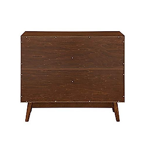 Walker Edison Mid-Century Modern Wood Kitchen Buffet Sideboard with Bottle Storage-Entryway Serving Wine Storage Doors-Dining Room Console, 36 Inch, Walnut