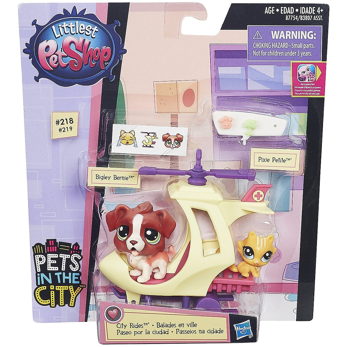 Littlest Pet Shop City Rides St. Bernard and Kitten Helicopter