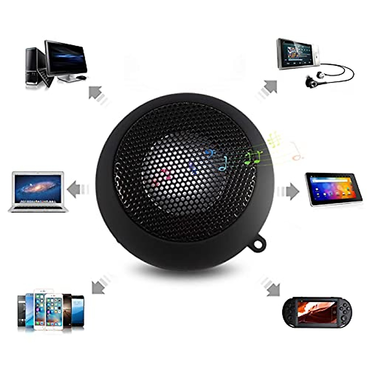 Qinlorgo Mini Speaker, Retractable Speaker with USB Charging Cable, 3.5mm Audio Interface Portable Speaker for MP3, MP4, MP5, Mobile Phones, Computers(Black, 12)