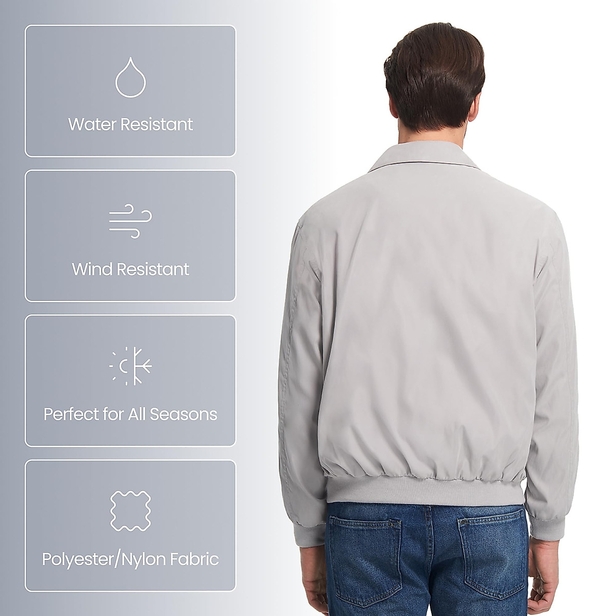 Weatherproof Garment Co. Men's Microfiber Classic Golf Jacket, Fog, Medium