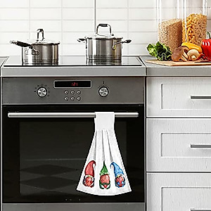 Lhammer Gnomes Strawberry Kitchen Towels Summer Mint Fresh Fruit Hanging Hand Towels for Bathroom Decor 2 Pack Beach Fingertips Tie Towels with Loop 12"x17"