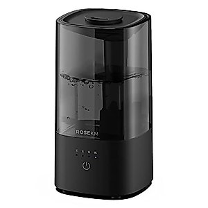 ROSEKM Humidifiers for Bedroom, 2.0L Cool Mist Humidifier for Plant and Baby Nursery, Small Quiet Air Humidifier, Ultrasonic, Filterless, Auto Shut-Off, Black