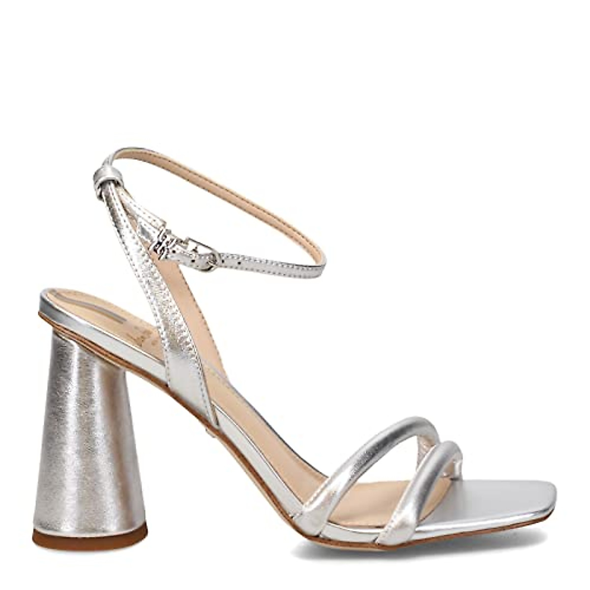Sam Edelman Womens Kia Heeled Sandal, Silver, 9 US