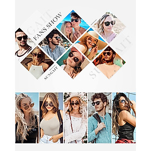 SUNGAIT 2 Pairs Vintage Round Sunglasses for Women Men Trendy Style UV400 Lens