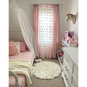 LOAOL Kids Bed Canopy with Lace Sheer Chiffon Hanging Canopy Net for Baby Crib Nook Castle Game Tent Nursery Play Room Decor (White)