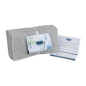 Cotton & Calm Exquisitely Fluffy 100% Cotton Wash Cloths Set - Luxurious 24 Pack Grey Washcloths - 12x12 Inches Face Towel - Super Soft and Absorbent for Face, Hand, Gym & Spa