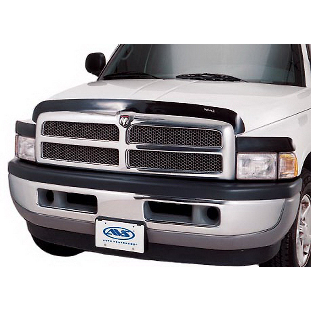 Auto Ventshade [AVS] Bugflector Deluxe / Hood Shield | Dark Smoke, 3-Piece | 45551 | 1994 - 2001 Dodge Ram 1500, 1994 - 2002 Ram 2500 & 3500