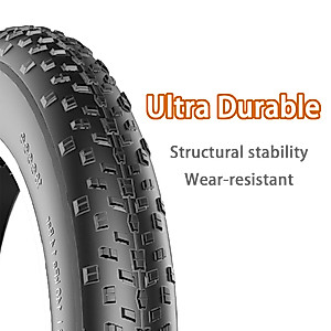 20x4 Fat Bike Tire Replacement Kit, 20x4.0 Inch Electric Bicycle Snow Mountain E-Bike Tires, Folding Ebike Fat Tire Tubes and Tire Levers Compatible Wide Mountain Snow Bike Tires 2PCS