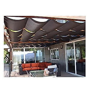 Pergola Shade Cover Retractable Canopy, Replacement Awnings Wave Sail Light Filter for Outdoor Deck Porch Patio Slide Hang (Color : Brown, Size : 0.8x7m)