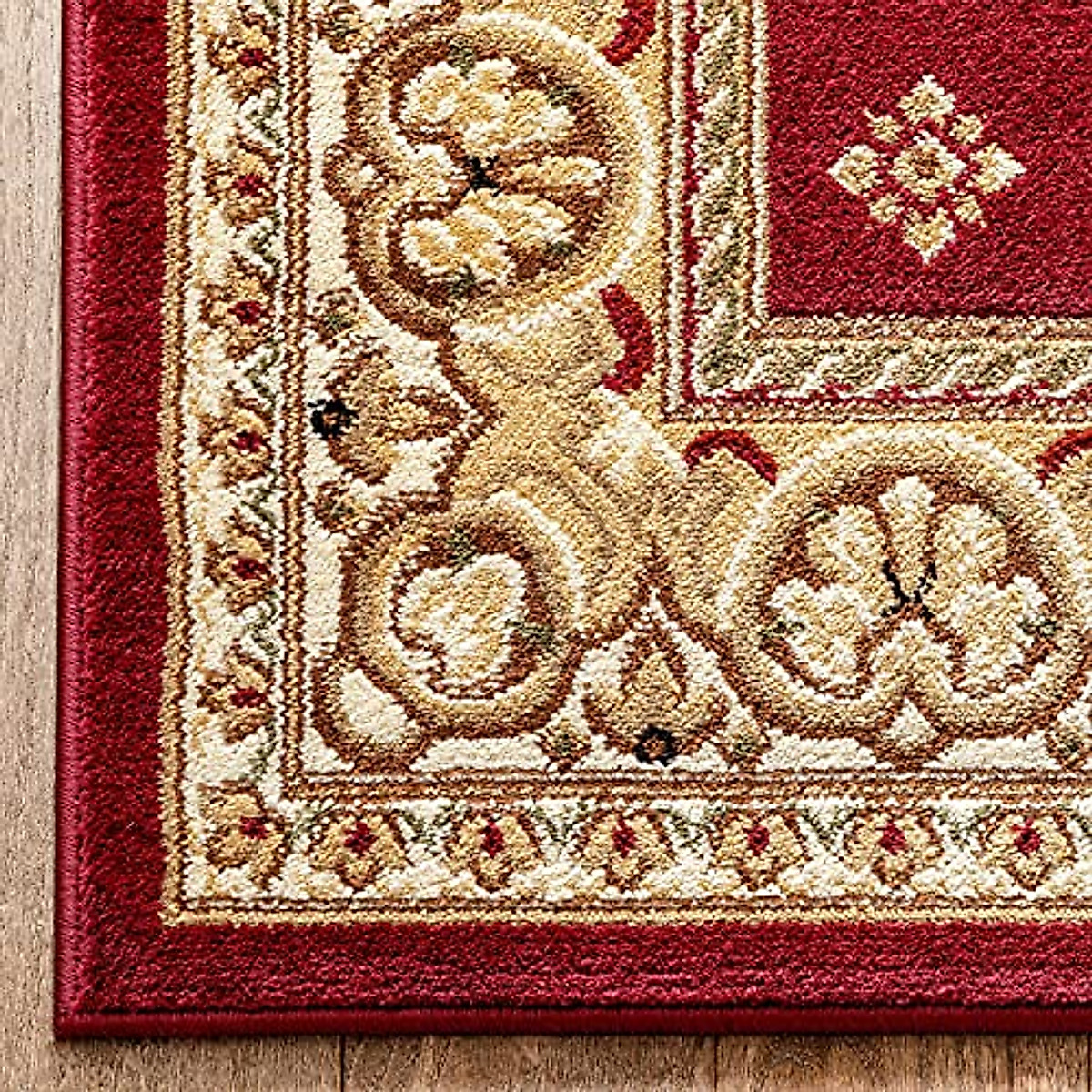 Noble Palace Red French European Formal Traditional Area Rug 5x7 ( 5'3" x 7'3" ) Easy to Clean Stain Fade Resistant Shed Free Modern Contemporary Floral Transitional Soft Living Dining Room Rug