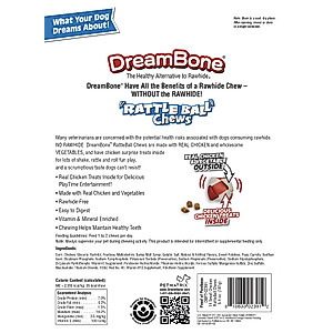 DreamBone RattleBall Chews, Rawhide Free Dog Chews Made with Real Chicken, Beef & Pork, 18 Count