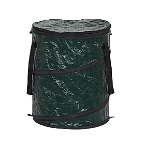 Household Essentials Pop Up Hamper, Pop Up Camping Trash Can, Great for Outdoor or Indoor Use, Portable and Collapsible with Zippered Top, Green