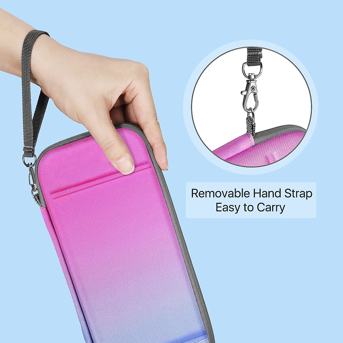 TNP Carrying Case For Nintendo Switch - Easy Carry Switch OLED Travel Case With Removable Wristlet Strap, Slim Case for Nintendo Switch with 10 Game Card Storage & 4x Thumb Grip Caps, Light Blue