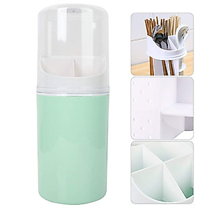 Detachable Kitchen Utensil Holders, 4 Compartment Plastic Wall-Mounted Chopsticks Flatware Caddy Holder with Cover for Cutlery(Green)