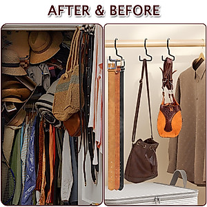 12 Pack Purse Hanger for Closet, 4 Inch Closet Purse Organizer Bags Hanger Purse Hooks,Vinyl Coated Black Closet S Hooks for Hanging Clothes, Hat, Belt, Backpack, Scarves, Jeans, Pans and Pots