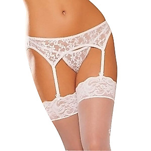 TAKIYA Womens Lace Garter Belt Panties & Sheer Stockings 3 Pieces Lingerie Sets