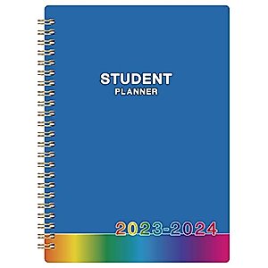 Student Planner 2023-2024 - 2023-2024 School Planner with Stickers, July 2023 - June 2024, 6.3" x 8.4", Academic Monthly & Weekly Planner/Agenda, Thick Paper + Holidays + Twin-Wire Binding - Blue