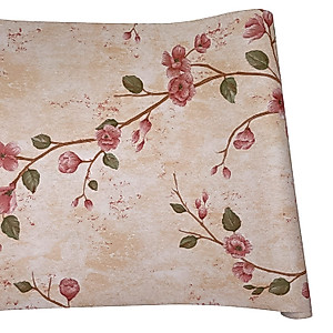 Yifasy Drawer Shelf Liner Rustic Floral Self-Adhesive Furniture Inner Lining Paper Sheet Removable Wallpaper Roll 118x18 Inch