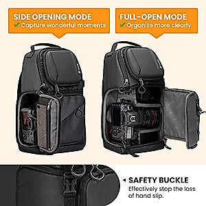 TARION Camera Sling Bag DSLR Sling Backpack for Photographers with Waterproof Rain Cover Tripod Holder Sling Pack Camera Bag Backpack Photography Slingpack Crossbody Bag for Hiking Travel Black TRS